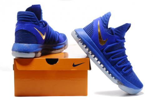 Nike Zoom KD X 10 Men Basketball Shoes Blue All Gold - KD X EP - Sepcleat