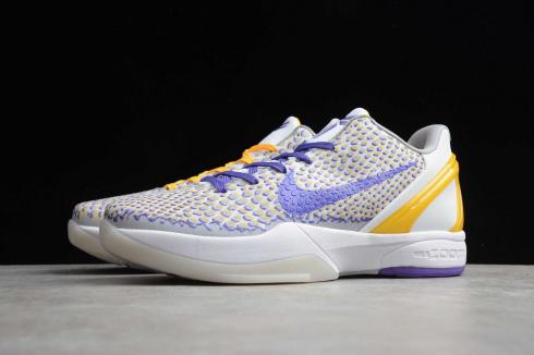 2020 Nike Kobe 6 VI White Purple Yellow Basketball Shoes CW2190-105 ...