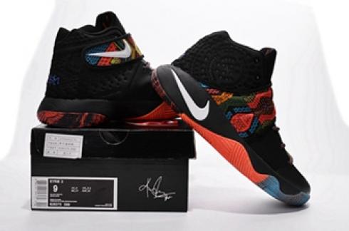 Nike Kyrie II 2 Pure Black Colorful Navy Orange Men Shoes Basketball ...