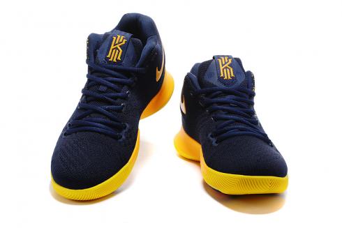 Nike Zoom Kyrie III 3 Flyknit deep blue yellow Men Basketball Shoes ...