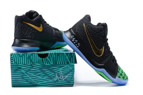 Nike Zoom Kyrie III 3 Men Basketball Shoes Black Green Gold - Nike ...