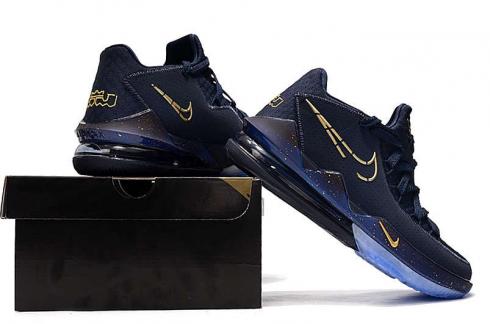2020 Nike Lebron XVII 17 Low Navy Blue Metallic Gold Basketball Shoes ...