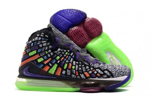 Nike Zoom Lebron XVII 17 Grey Black Purple Crimson Multi Color Sneakers ...