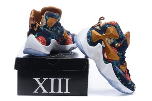 Nike Lebron XIII LBJ13 AS 2016 Flower Blue Gold White Men Basketball ...