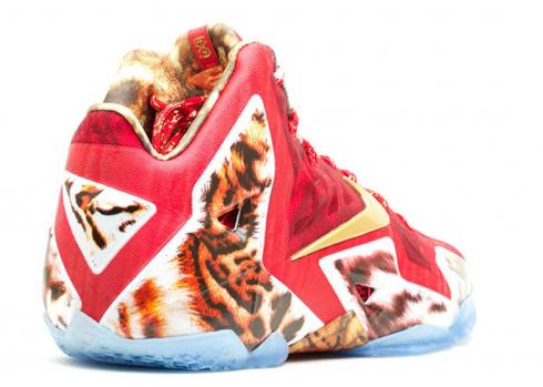 Lebron 11 Premium 2k14 Ice Challenge Gold Red Metallic 650884-674 ...