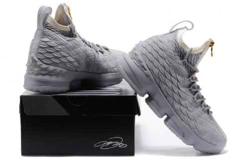 Nike Lebron XV 15 City Edition Wolf Grey Gold 897648-005 - Zoom Lebron ...