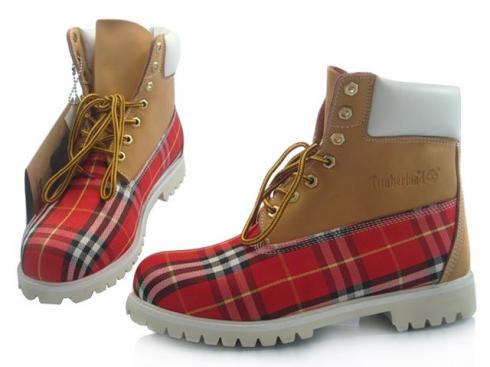 Mens Timberland Custom Boots Buberry Wheat Red White - Timberland Shoes ...