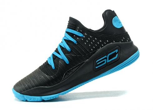 Under Armour UA Curry IV 4 Low Men Basketball Shoes Black Sky Blue ...