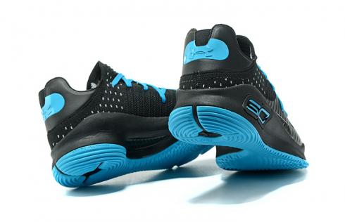 Under Armour UA Curry IV 4 Low Men Basketball Shoes Black Sky Blue ...