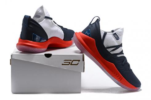 Under Armour UA Curry V 5 Low Men Basketball Shoes Deep Blue Red - UA Curry 5 Low - Sepcleat