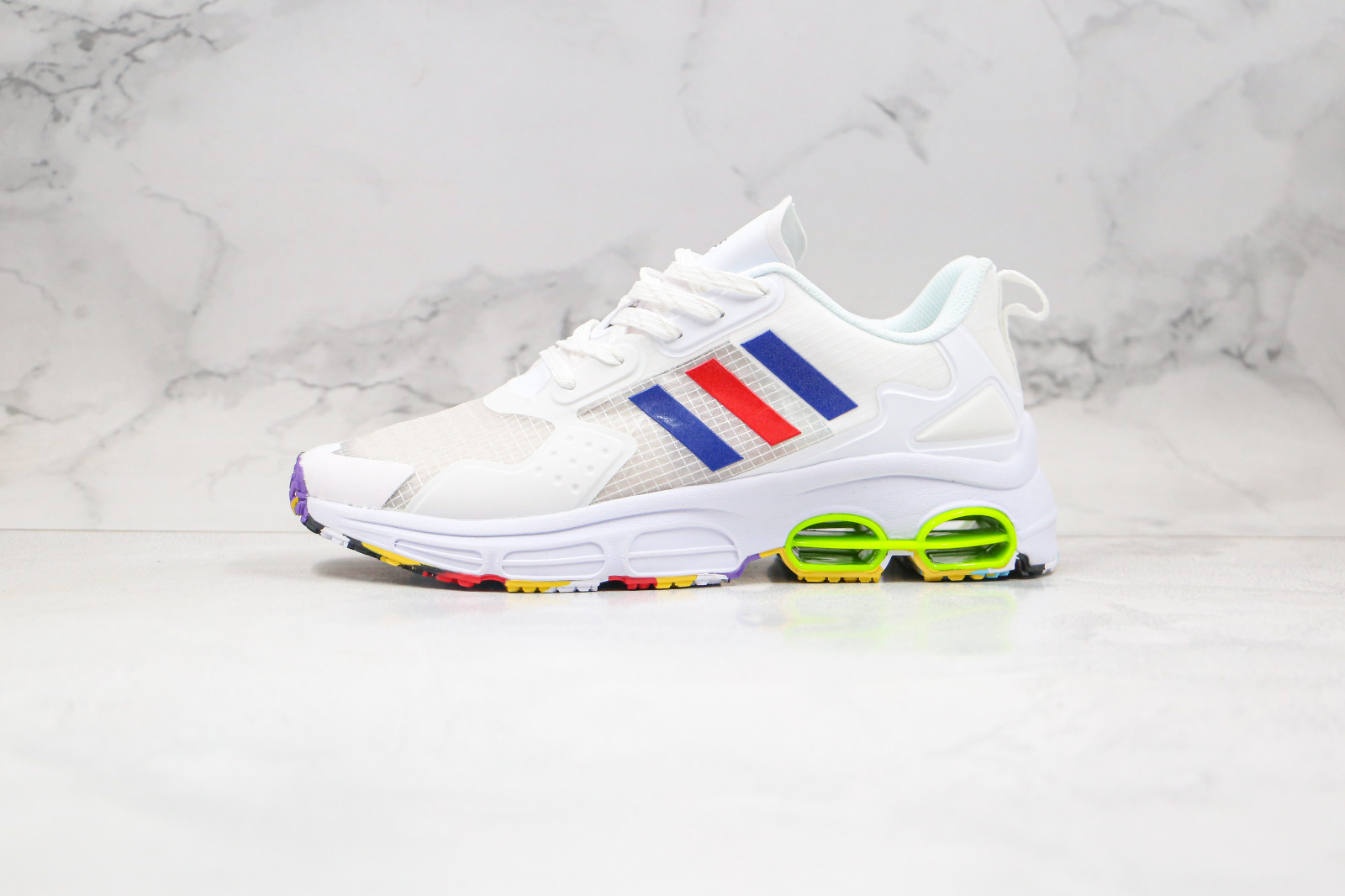 Adidas QUADCUBE Cloud White Blue Red Multi-Color Shoes FG7177 - Other ...
