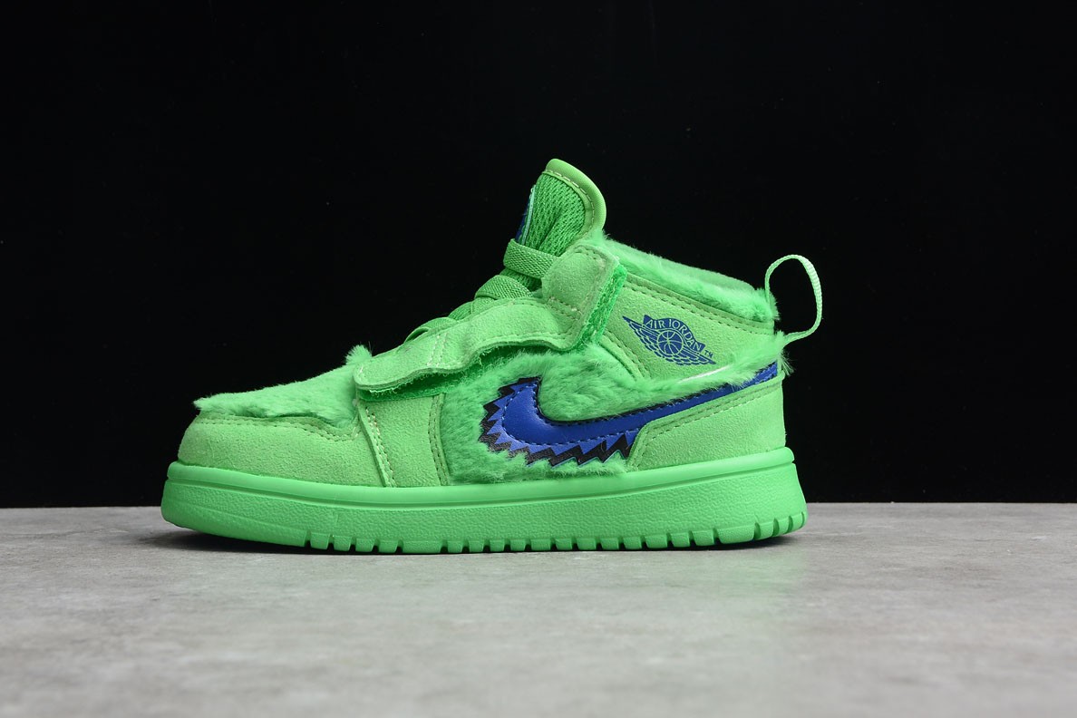Nike Air Jordan 1 Mid ALT Kids Green Fluff Blue CU5378 800 Air Jordan