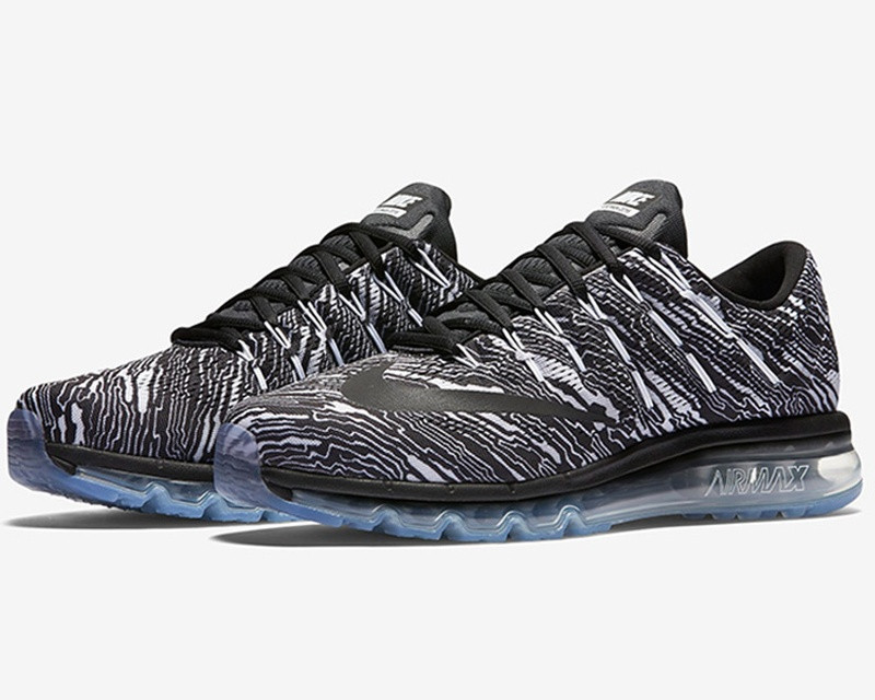 Nike Air Max 2016 Print White Black Mens Running Shoes 818135-100 - Air ...
