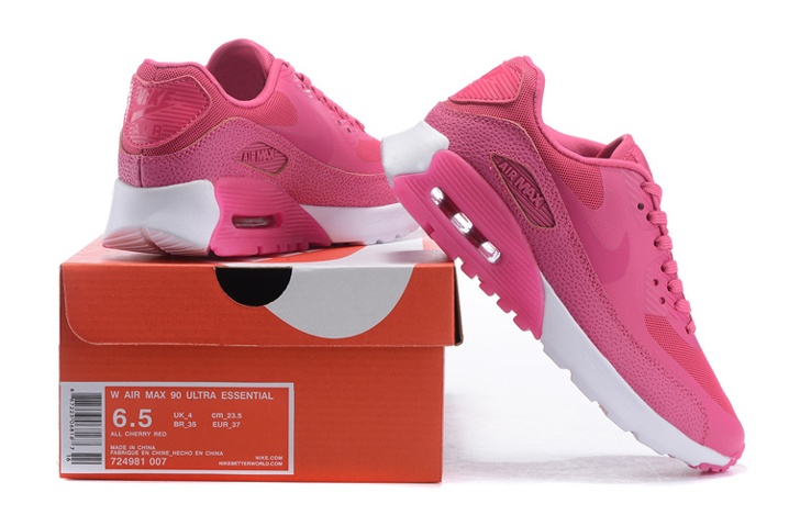 Nike Air Max 90 Ultra Essential Women Shoes Pink Cherry Red White ...