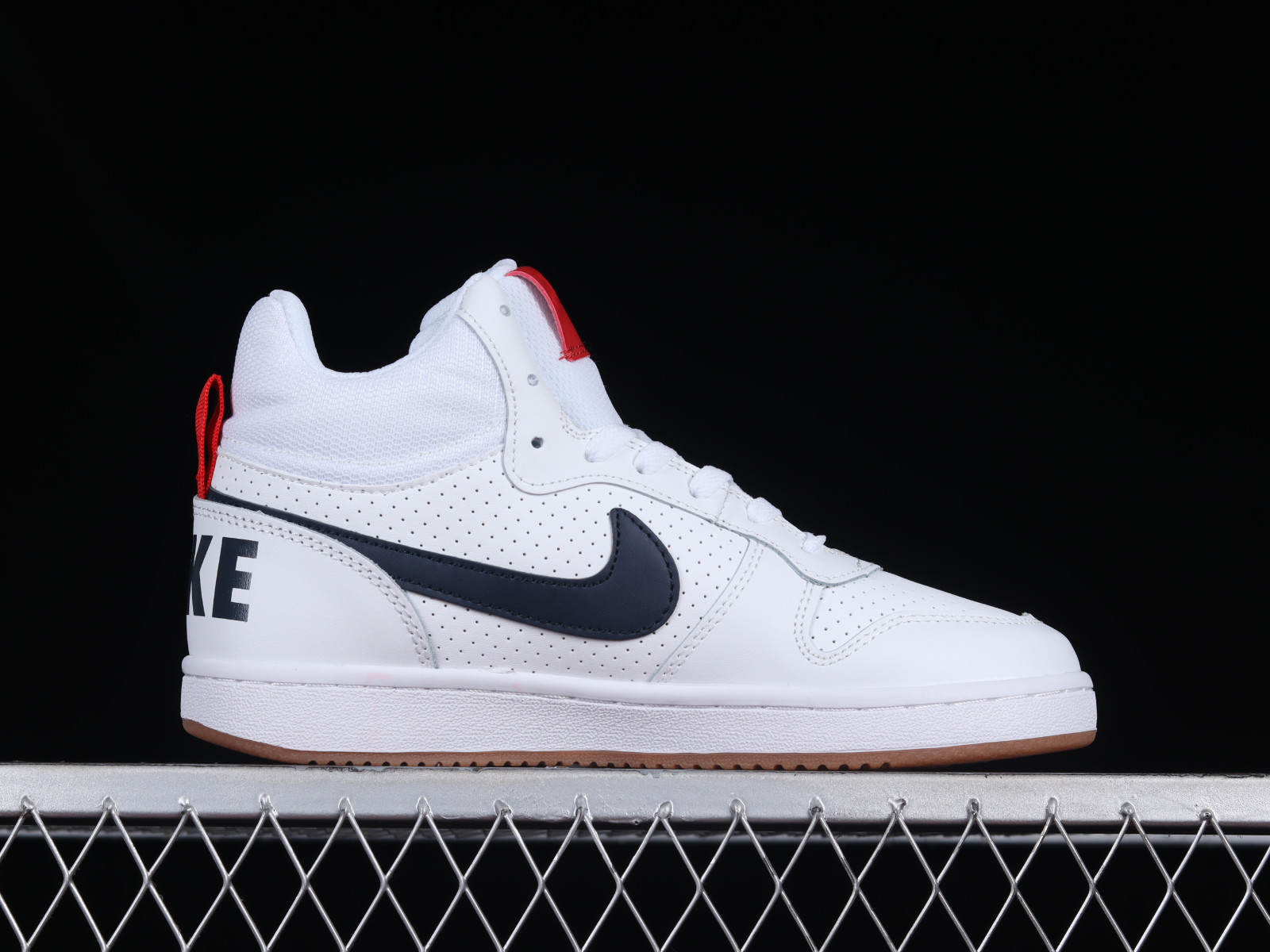 Nike Court Borough Mid GS White Obsidian University Red 839977 107