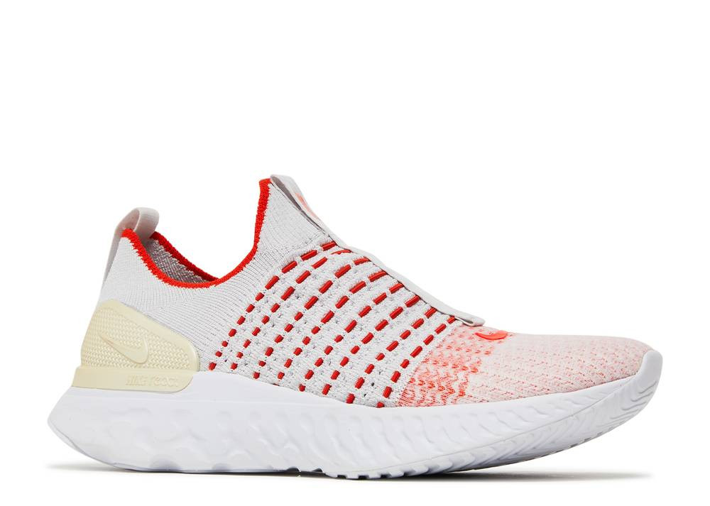 Nike Womens React Phantom Run Flyknit 2 Vast Grey Orange Pink Fire Team ...