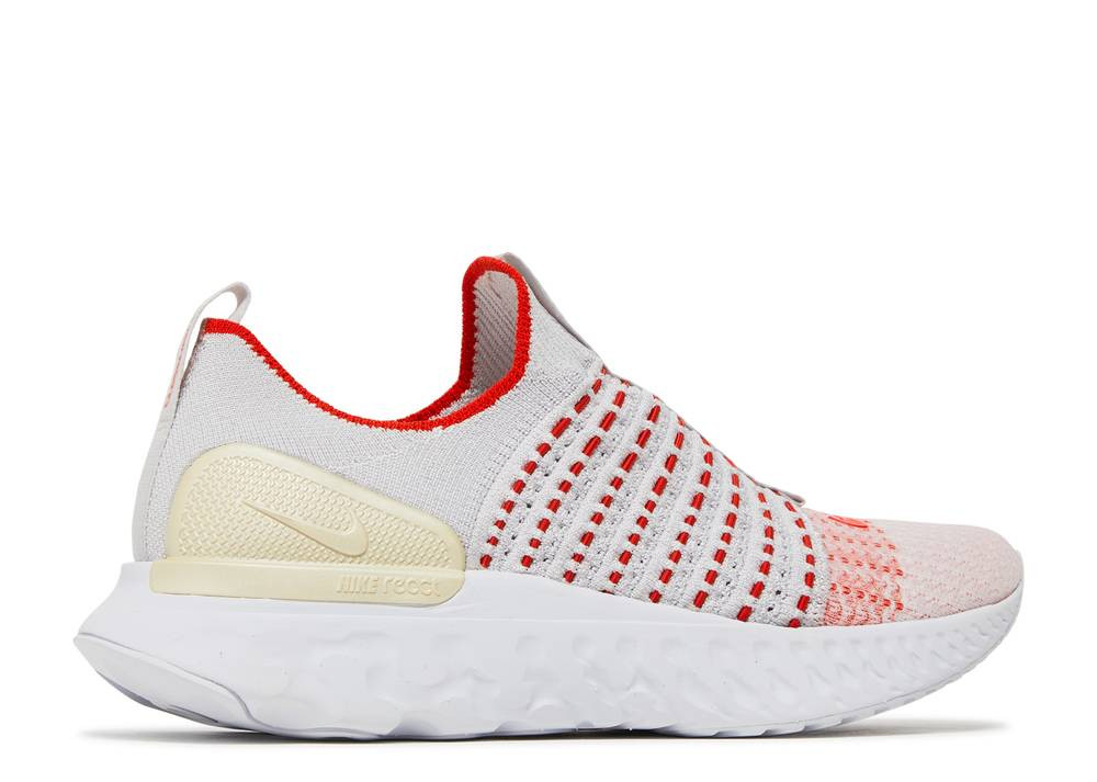 Nike Womens React Phantom Run Flyknit 2 Vast Grey Orange Pink Fire Team ...