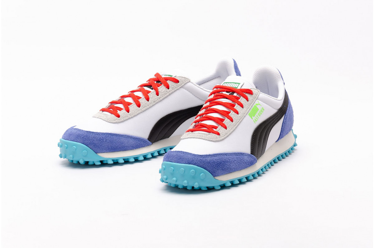Puma Fast Rider Ride On Puma White Dazzling Blue Sneaker 372837-01 ...
