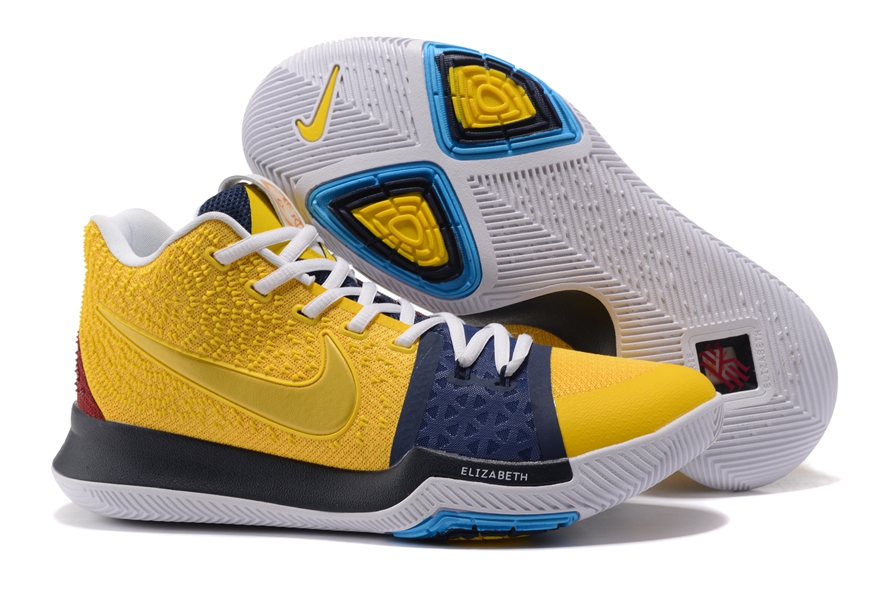 Nike Zoom Kyrie III 3 Men Basketball Shoes Yellow Blue White AJ1672 ...