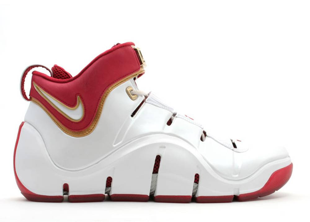 Nike Zoom Lebron 4 Playoff White Sport Gold Red Metallic BAM284M48C1 ...
