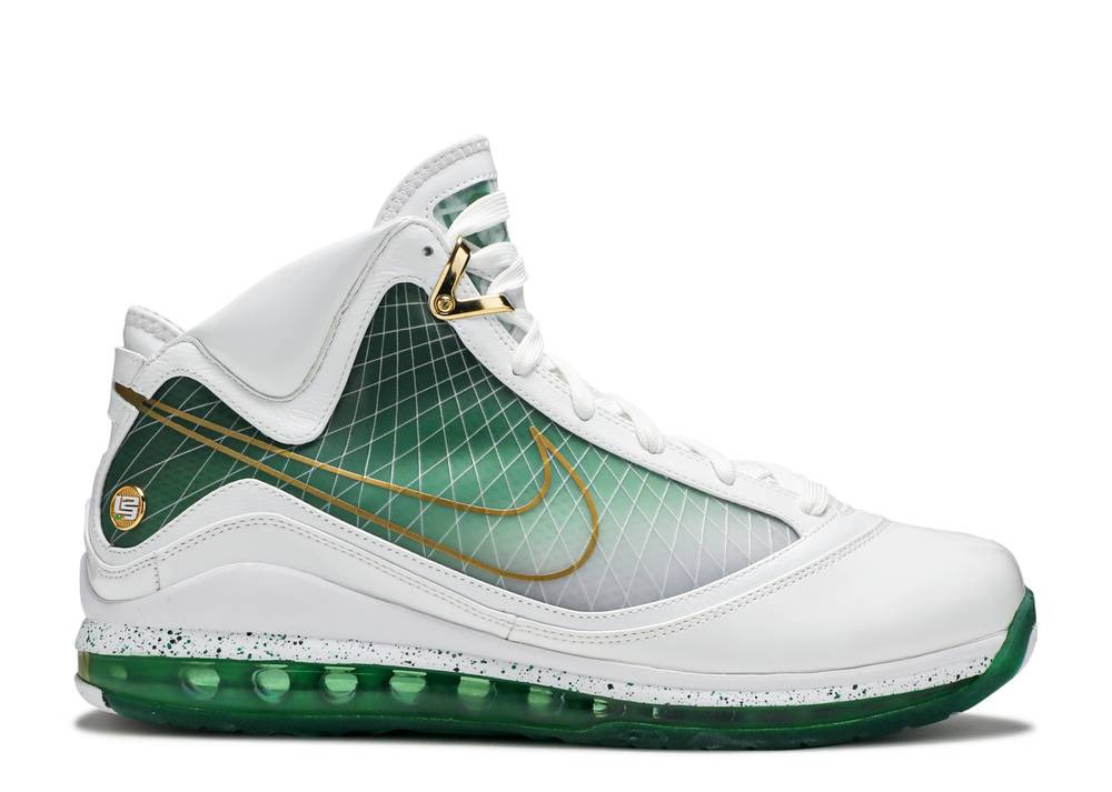 Nike Air Max Lebron 7 Akron akron Gold White Grg Green Metallic 375664 ...