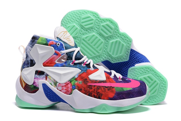 Nike LeBron 13 EP NikeId 25K White Flower Multi Color Basketball Shoes ...