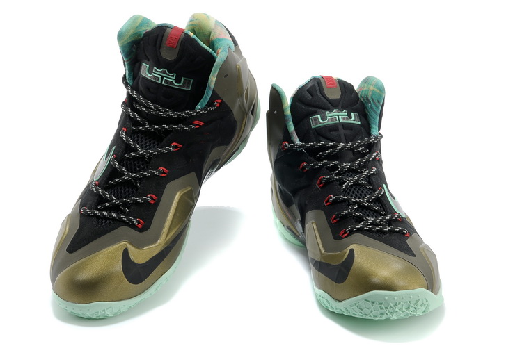 Nike Zoom Lebron XI 11 Men Basketball Shoes Light Gold Black Green ...