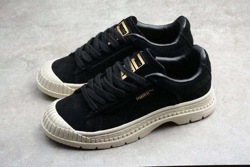 Puma Womens Utility Suede Black Style Plain Logo Low Top Sneakers ...